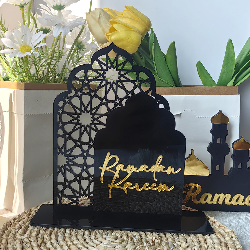 Black and Gold Islamic Mosque Acrylic Desk Ornament – Salam Occasions