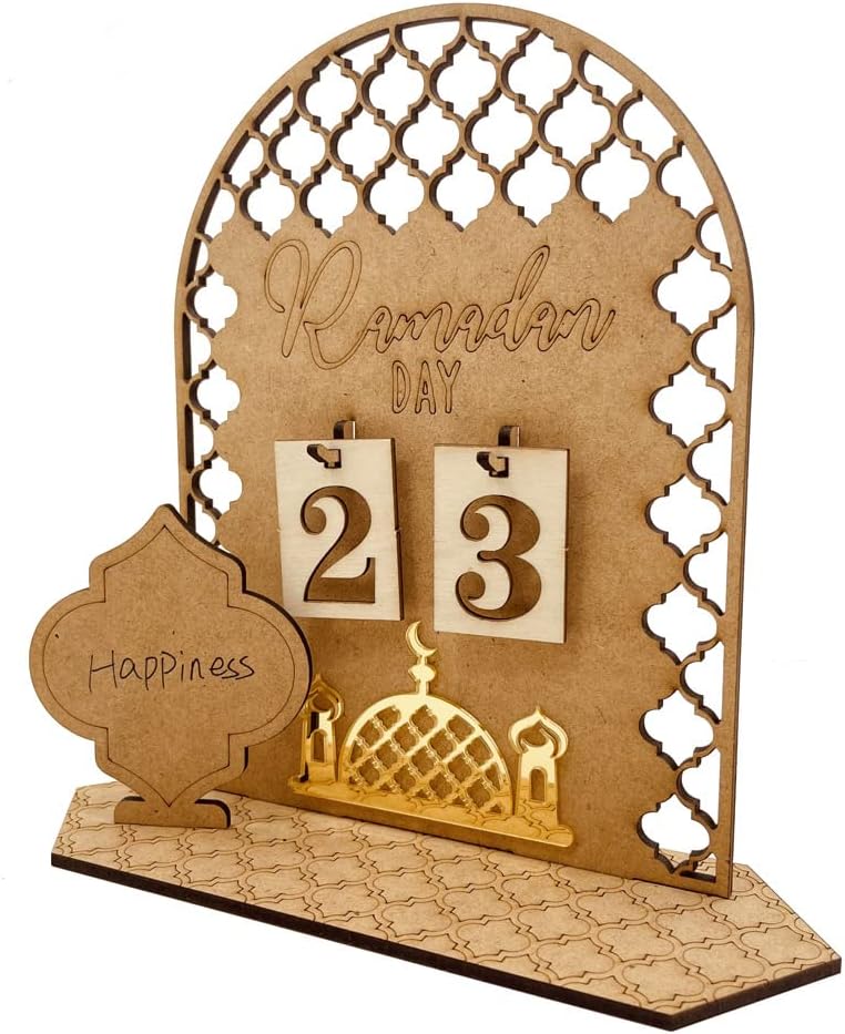 Wooden Ramadan and Eid Countdown Calendar - Mosque – Salam Occasions
