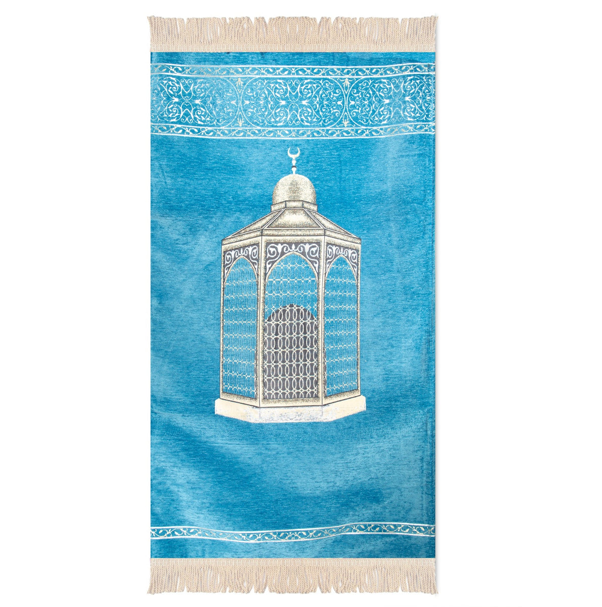 Luxury Extra Padded Salah Prayer Mat With Zip - Maqaam Ibraheem - Blue ...