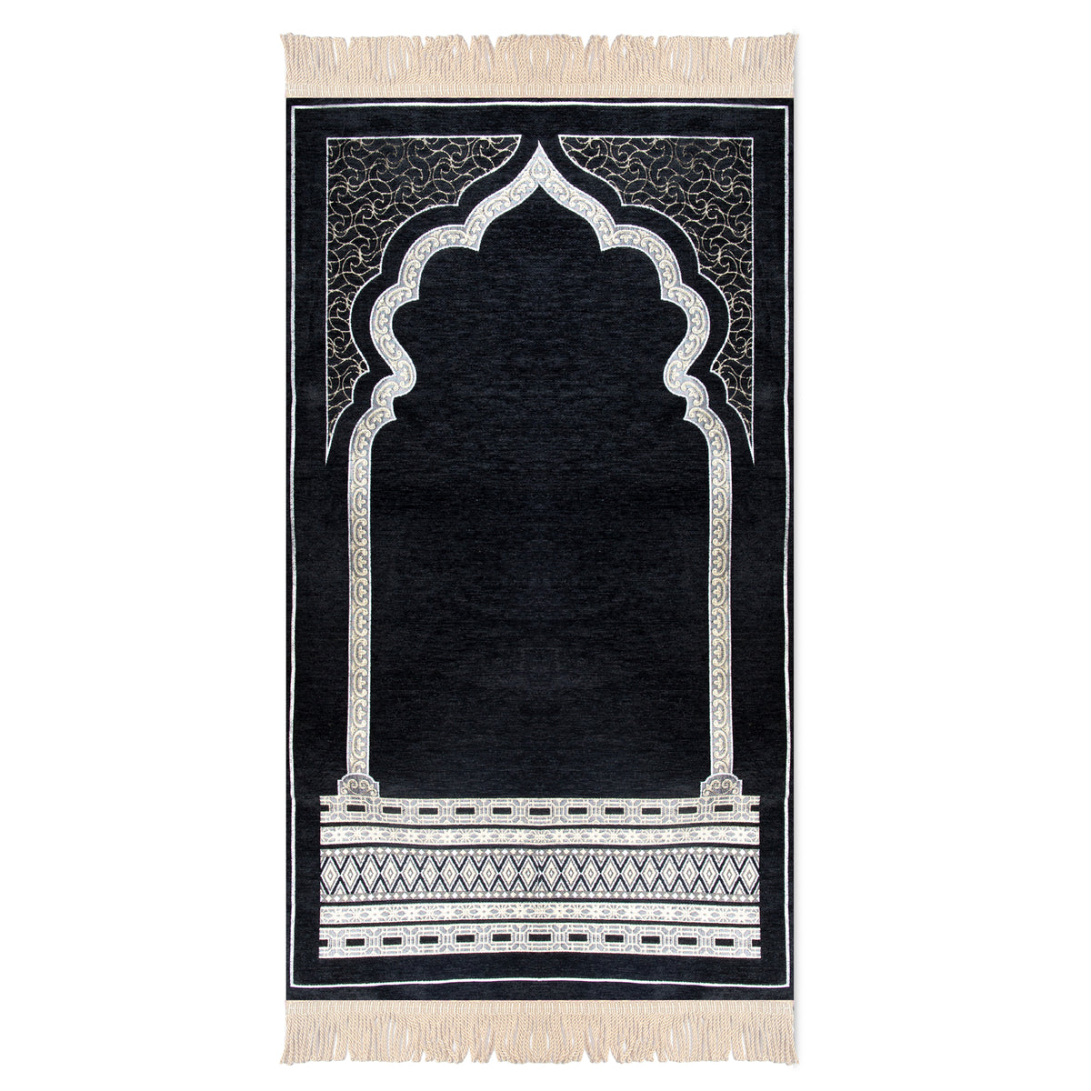 Luxury Extra Padded Salah Prayer Mat With Zip - Arch - Black – Salam ...