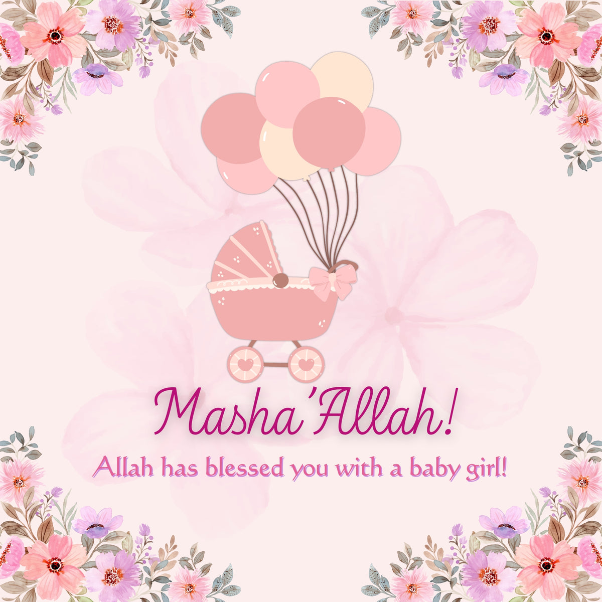 Masha'Allah! Allah Has Blessed You Card - Girl – Salam Occasions
