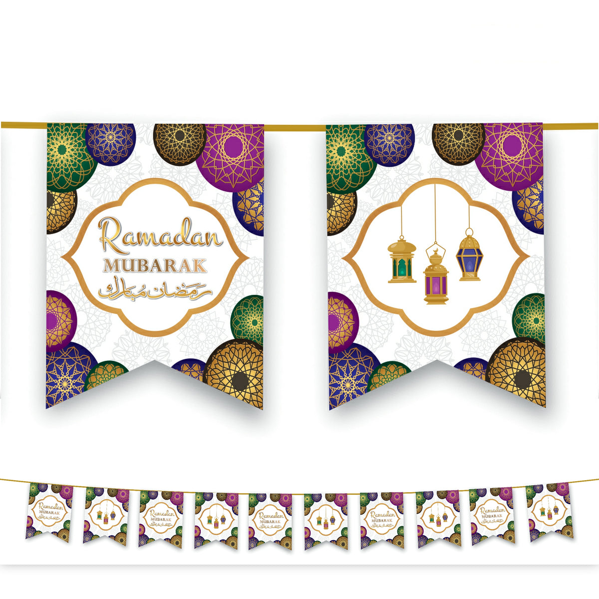 RAMADAN Mubarak Bunting Decoration - Multicolour Geometric Design (AG2 ...